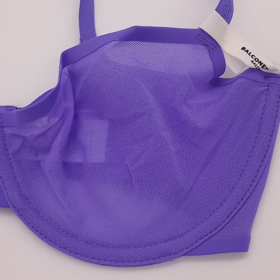 Aerie Bra Womens 36D SMOOTHEZ Mesh Unlined Balconette Underwire Purple ...