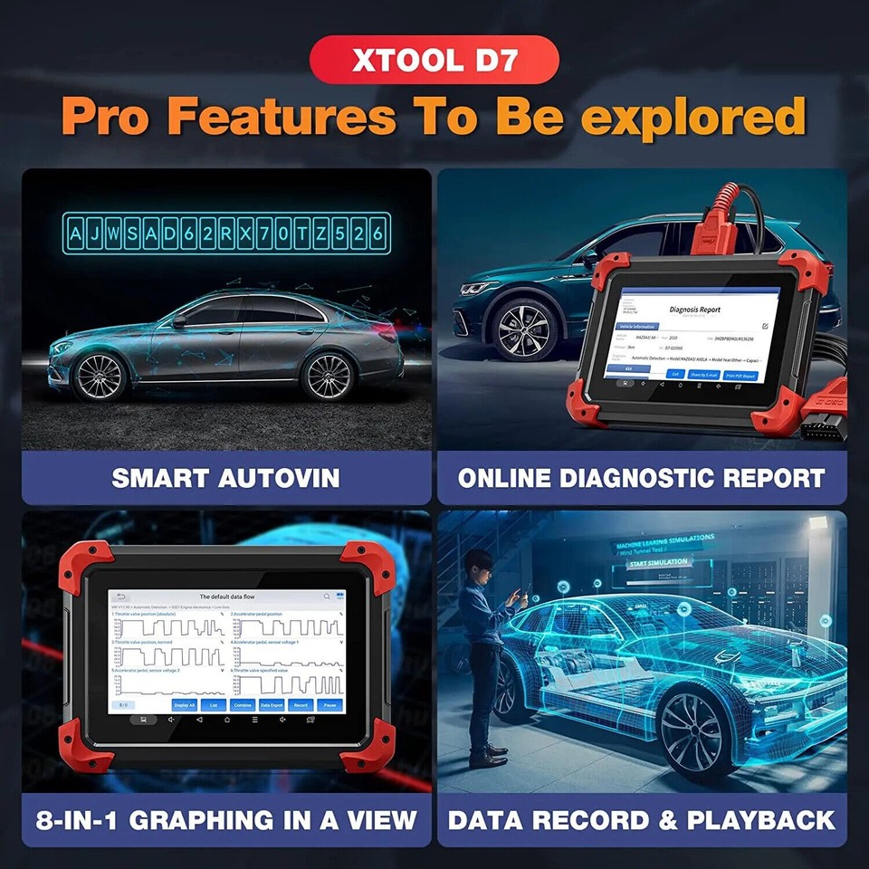 XTOOL D7 OBD2 Full System Diagnostic Scanner Bi-Directional Tool Key ...