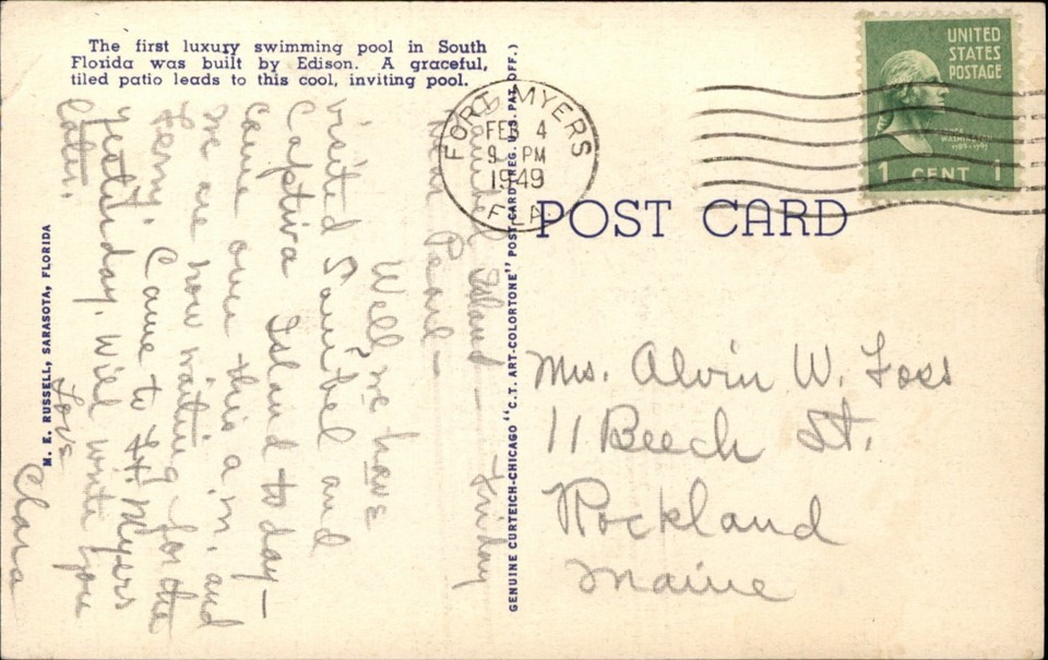 Swimming Pool Thomas A Edison Winter Home Fort Myers FL vintage ...