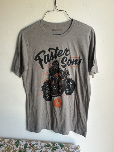 Faster Sons Motorcycle Tshirt Men’s Small Khaki Gray | eBay