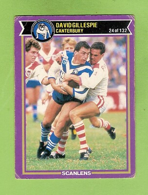 1987 CANTERBURY BULLDOGS SCANLENS RUGBY LEAGUE CARD #24 DAVID GILLESPIE ...