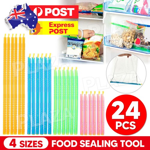 24pcs Kitchen Sealing Sticks Reusable Clips Bag Sealer Lock Rod Bags ...
