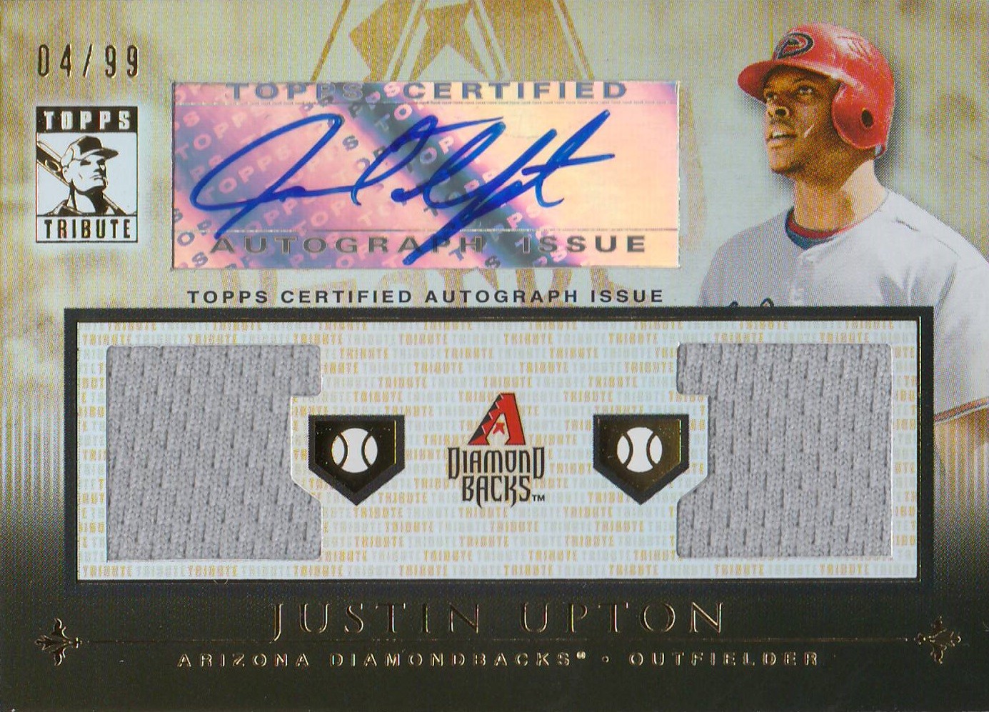 2010 10 Topps Tribute Justin Upton Auto Game Used Jersey Patch ...