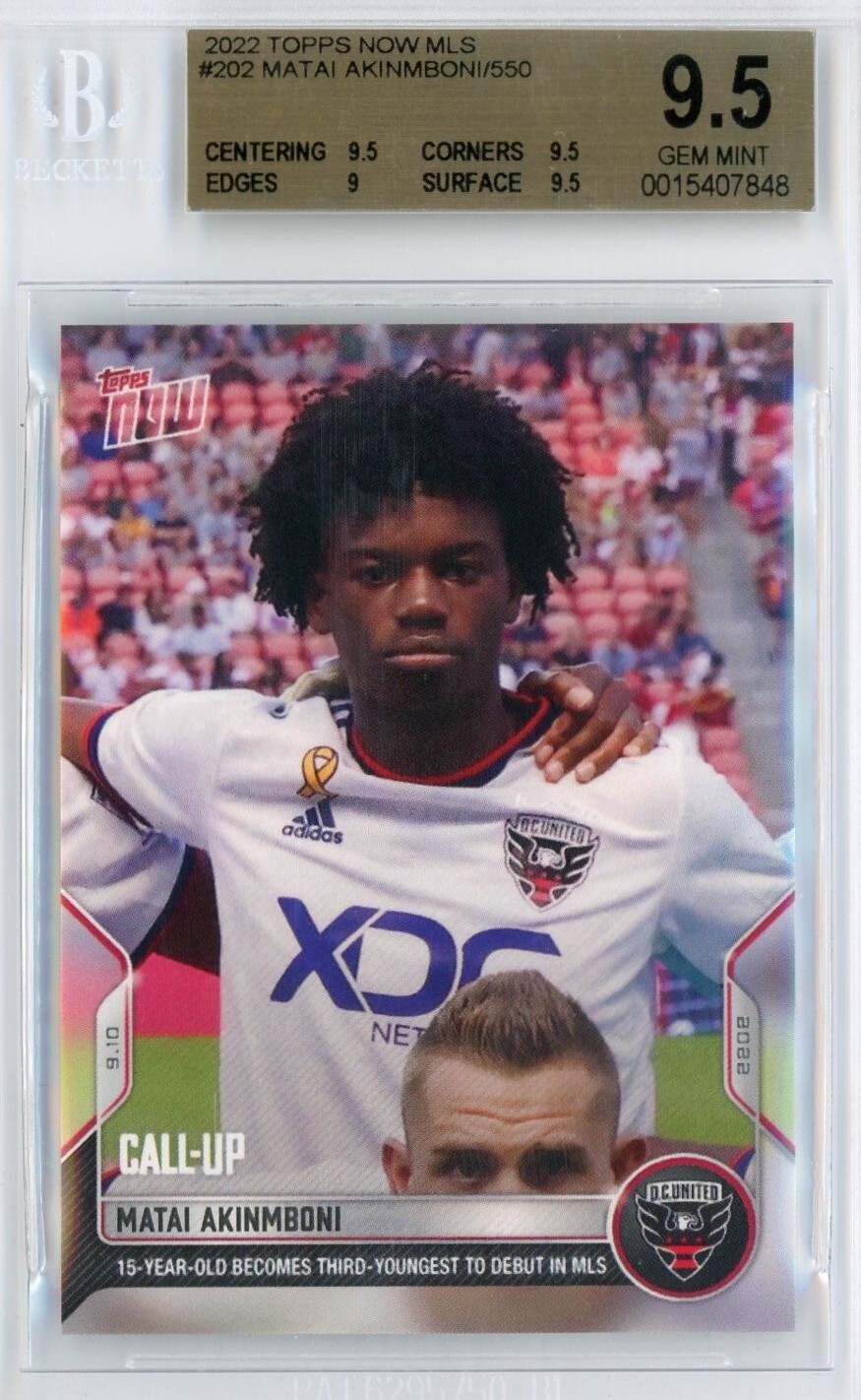 2022 TOPPS NOW MLS #202 MATAI AKINMBONI - ROOKIE DEBUT - GRADED BGS GEM ...