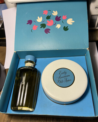 Early American Old Spice Box Set Dusting Powder Bubble Bath Shulton ...