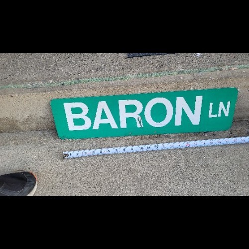 Baron Lane Metal Street Sign Green 6" X 18" Vintage Reflective RARE ...