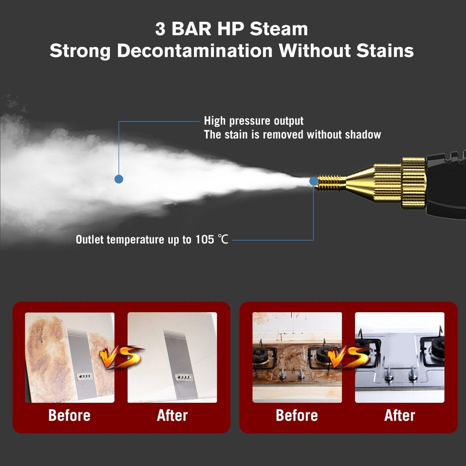 Steam Cleaner, 2500W High Pressure Steam Cleaner for Cleaning, 1.2L ...