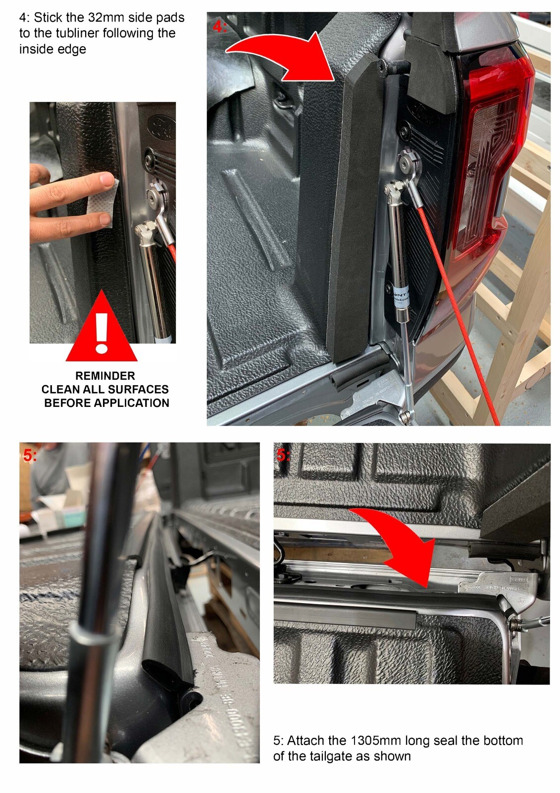 Grunt 4x4 For Ford Ranger Next Gen RA Tailgate Seal Kit Suit Tub-Liner ...