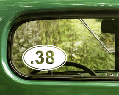2 .38 CALIBER BULLET OVAL DECALs Sticker Die Cut For Car Window Bumper ...