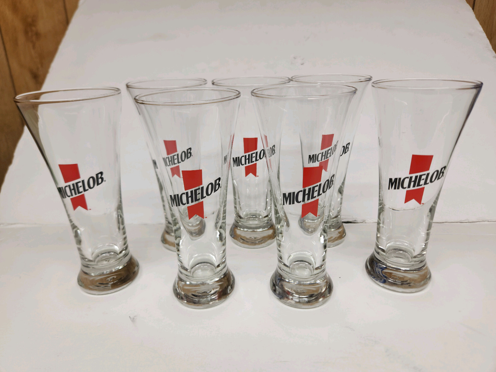 7 Vintage Michelob Red Ribbon Bar Promo Beer Glasses 7 1/4" Tall ...