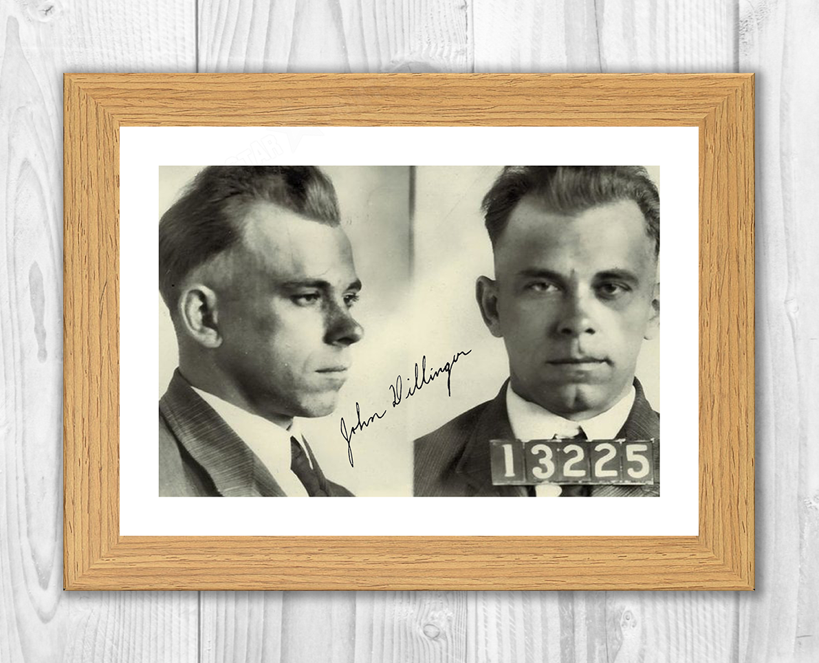 John Dillinger A4 Mug Shot reproduction autograph poster with choice of ...