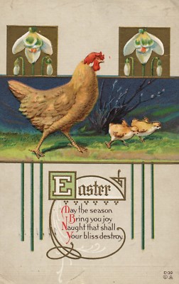 Rooster and Chicks Night Walk Poem Easter Postcard | eBay