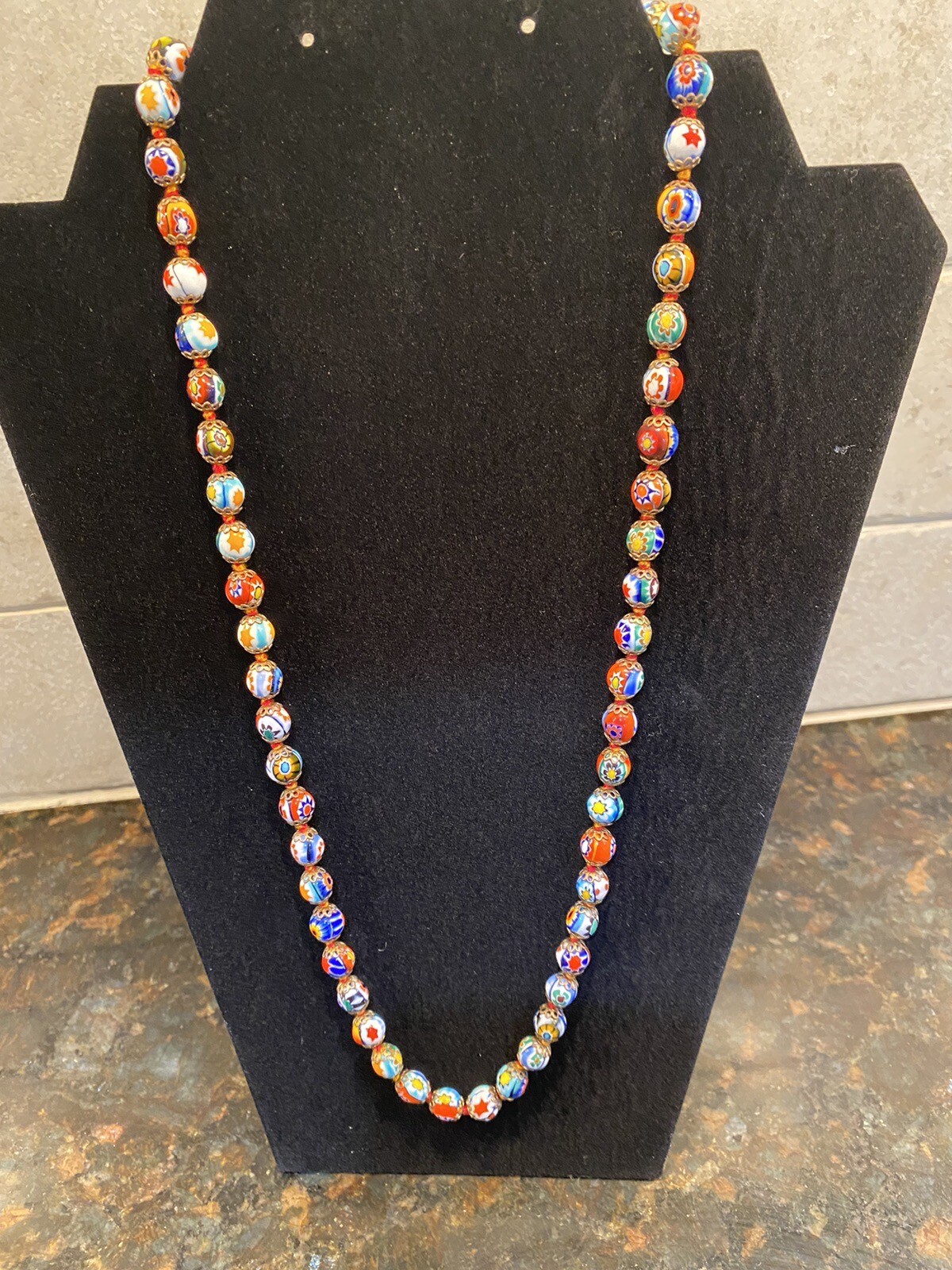 Vintage Italian Murano Millefiore Multicolor Glass Be… - Gem