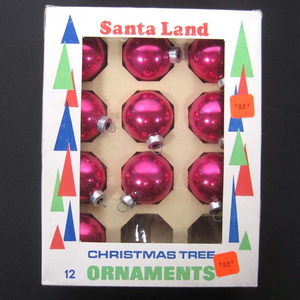 Vintage Santa Land Hand Blown Christmas Tree Ornaments Pink Lot of 10 1 ...