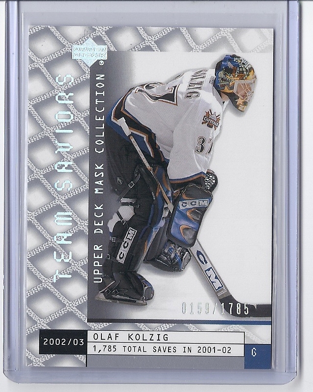 2002-03 UPPER DECK MASK COLLECTION OLAF KOLZIG UD TEAM SAVIORS SP /1785 ...