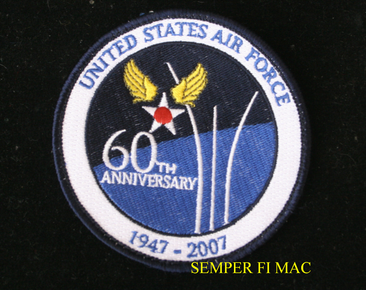 60TH ANNIVERSARY 1947 2007 US AIR FORCE PATCH VETERAN PIN UP VETERAN ...