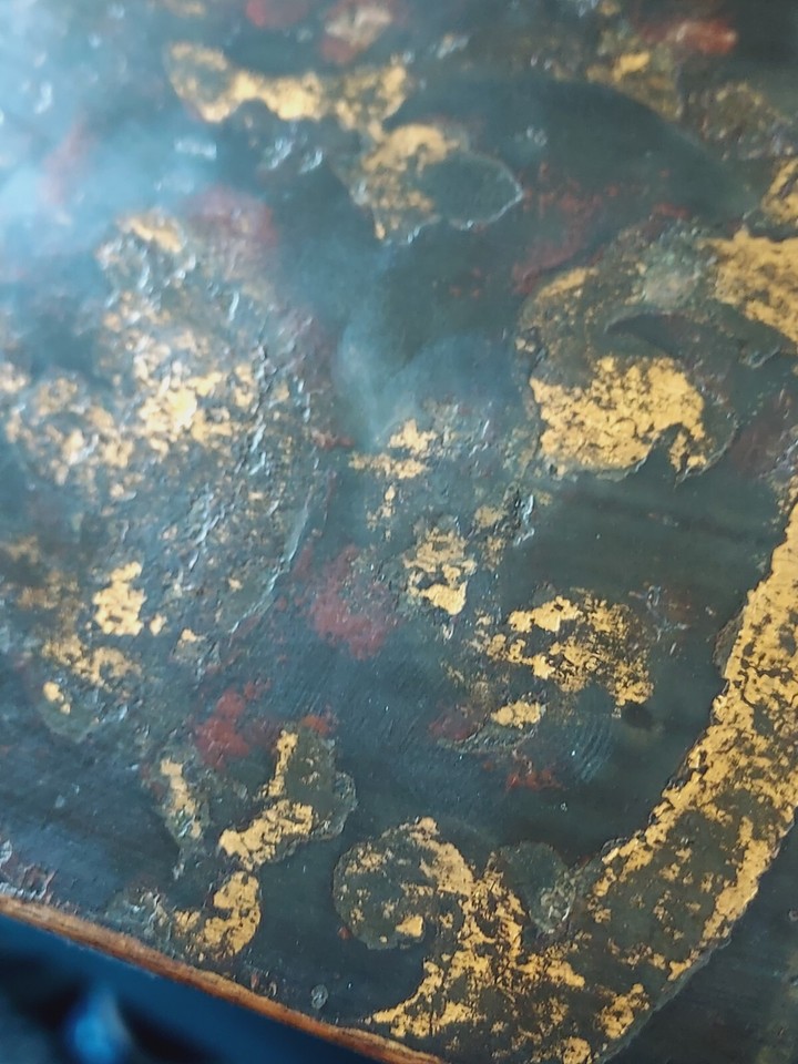 Antique Chinese Laquer Box Bats 1800 Lucky Long life Shou Black gold 5 ...