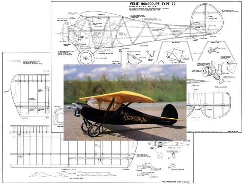 Model Airplane Plans (RC): Velie Monocoupe Type 70 42" Scale for .049 ...
