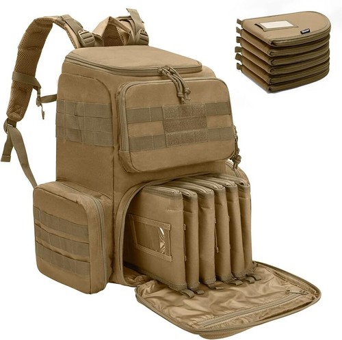 Tactical Shooting Range Backpack Hand Gun Bag with 6 Pistol Cases ...