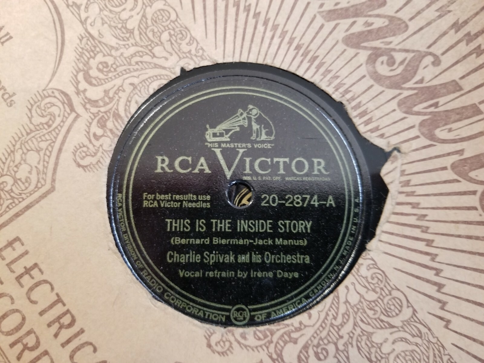 Charlie Spivak 78 RCA Victor - 20-2874 - Inside Story - Lonely | eBay