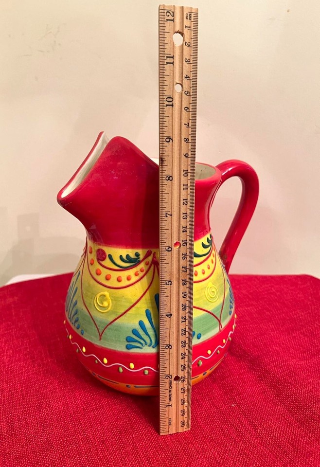 El Poyeton Large Hand Painted Multicolor Pitcher - 80 oz - Made in ...