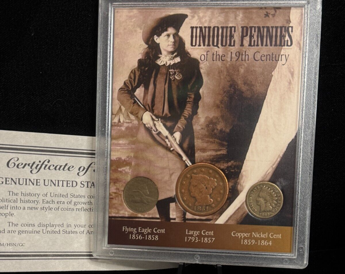 Set of 3 - Large Cent Flying Eagle Indian Head 1C in Unique Pennies ...