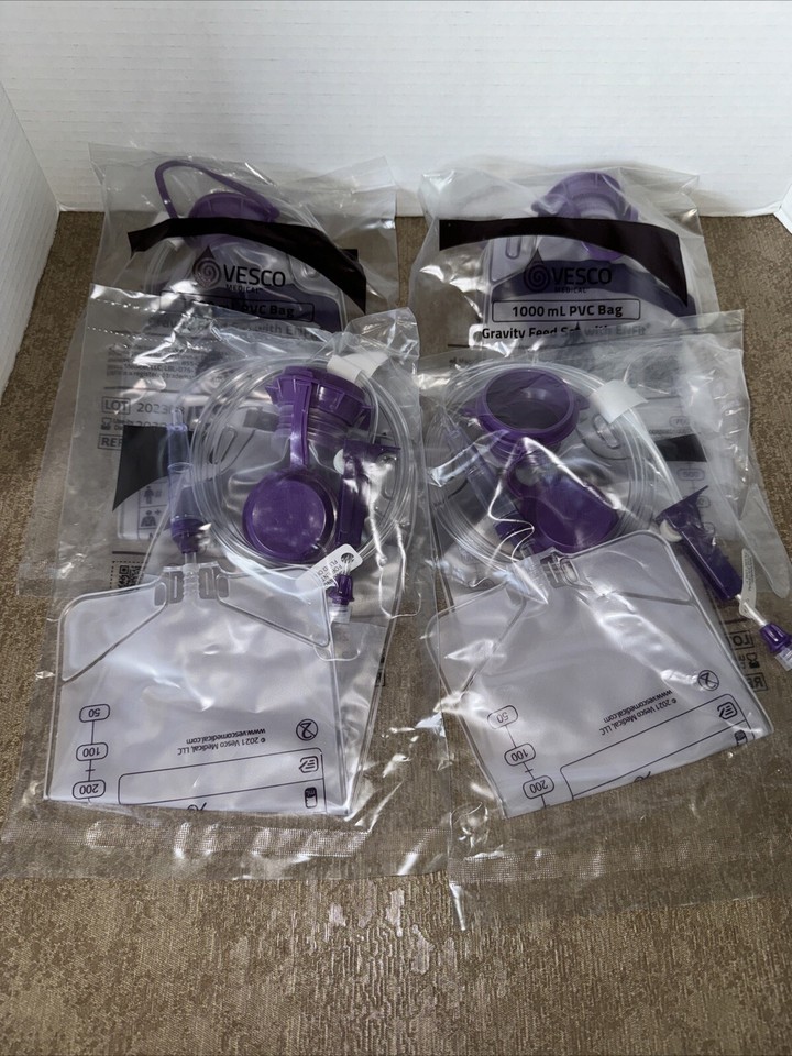 (4) Top Fill Gravity Feed Set with ENFIT Connector - 1000ml Vesco ~ exp ...