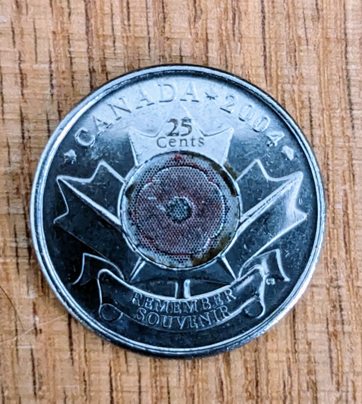 🇨🇦 Rare Canada 25 cents Quarter Coins, Non-Colored Version Poppy, 2004 ...