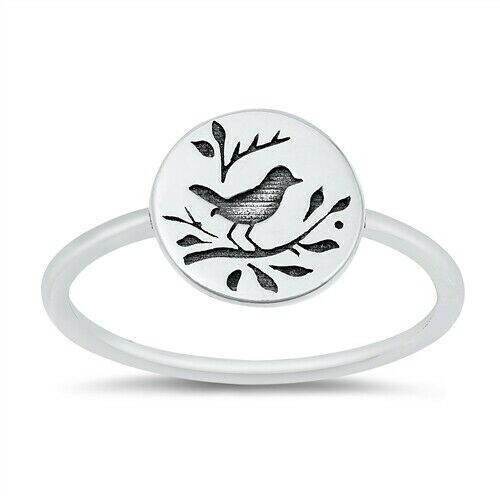Songbird Ring Genuine Sterling Silver 925 Oxidized Face Height 10 mm ...