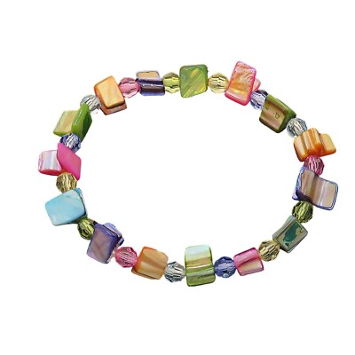 Artsy Handmade Multicolor Faux Shell and Clear Bead Bracelet (WO-0209 ...