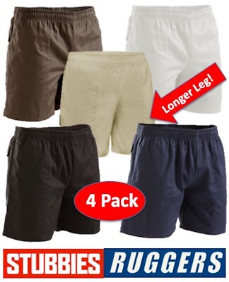 MENS - 4 PACK - GENUINE STUBBIES RUGGERS LONGER LEG DRILL WORK SHORTS ...