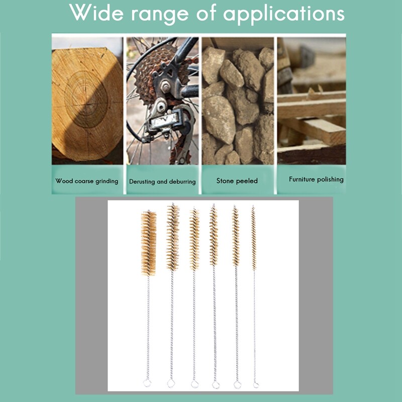 6 Pcs Brass Tube Cleaning Brush Wire Brush Set Cleaning Polishing Tool ...