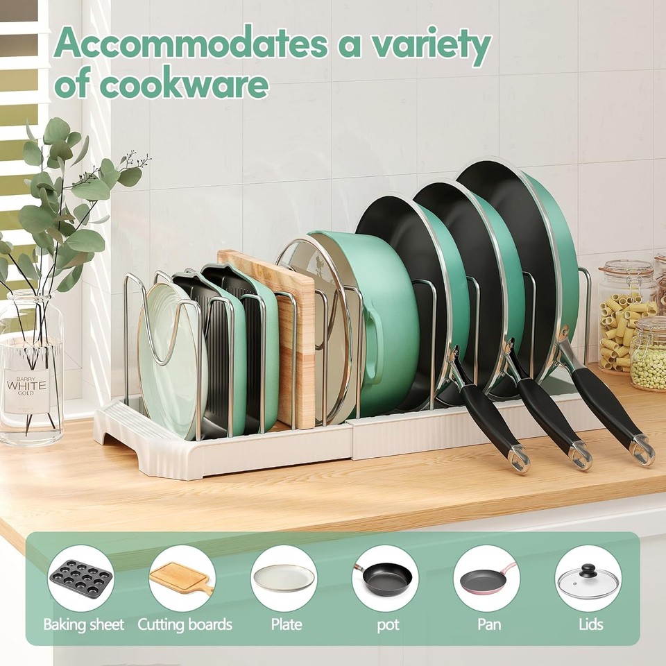 Expandable Pot Organizer Rack 10 Divider | eBay