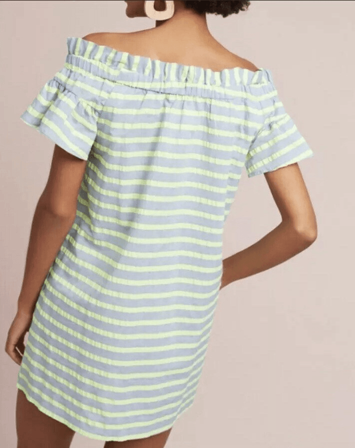 Anthropologie Corey Lynn Calter Womens Bayside Stripe Off The Shoulder ...