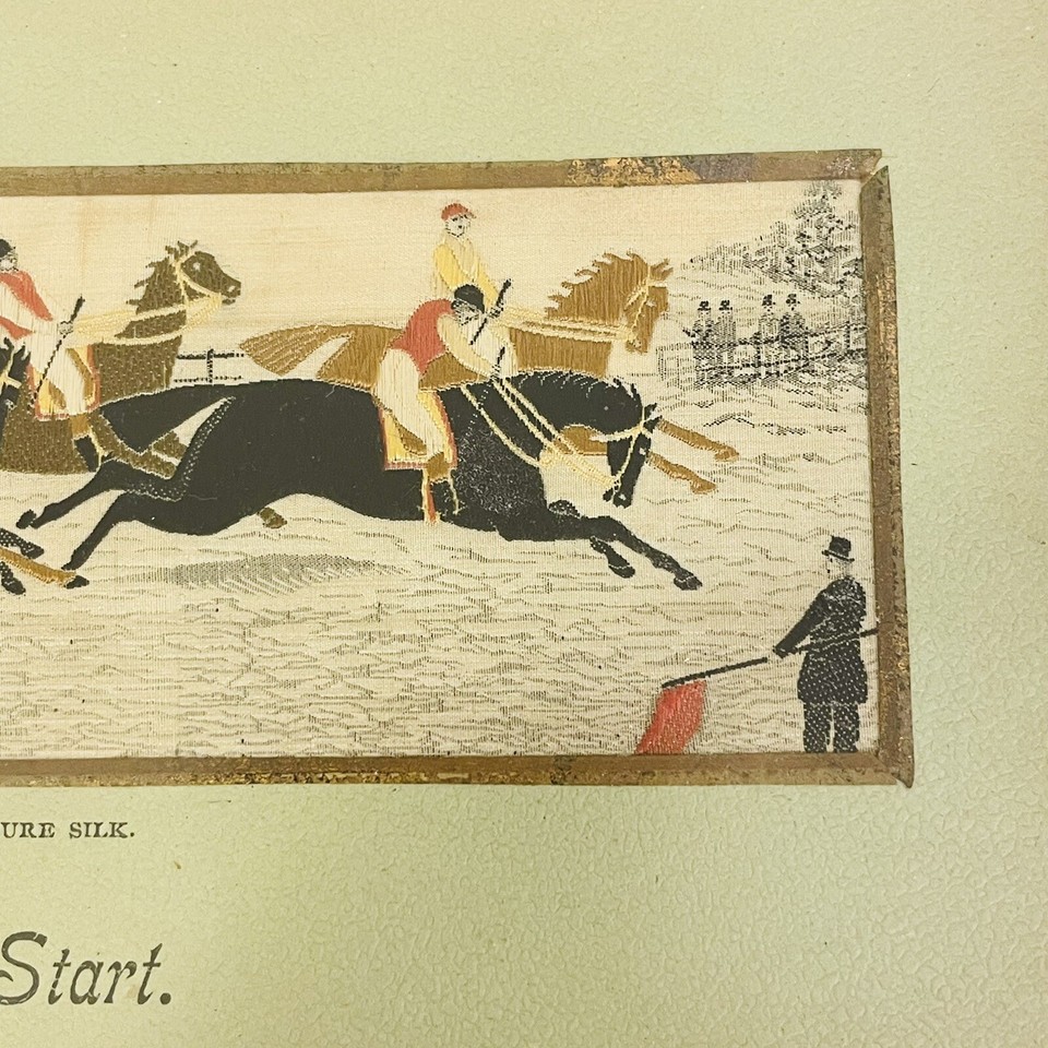 "The Start" Antique Stevengraph Horse Racing Silk Picture Framed ...