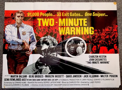 TWO MINUTE WARNING, Charlton Heston, 1976 ORIGINAL UK QUAD CINEMA ...
