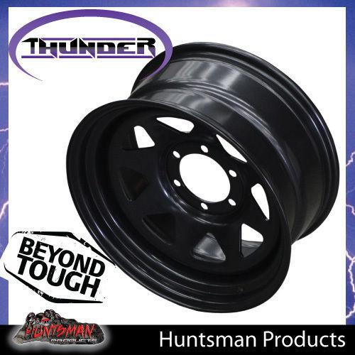 16X7 6 Stud Black Steel Thunder Wheel Rim -13 Offset 6/139.7 suits ...