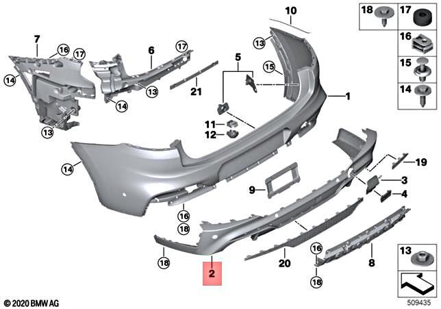 Genuine BMW G02 X4 20dX 20iX 25dX Trim Panel Bumper Rear Bottom ...