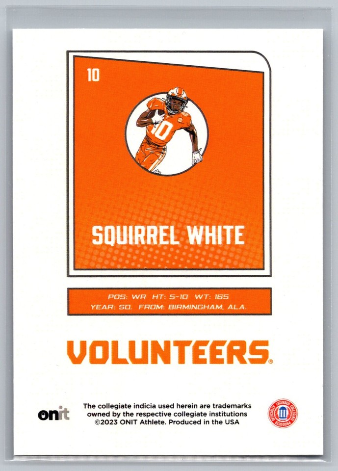 Squirrel White 2023 ONIT University of Tennessee ICON #94 Football Card ...