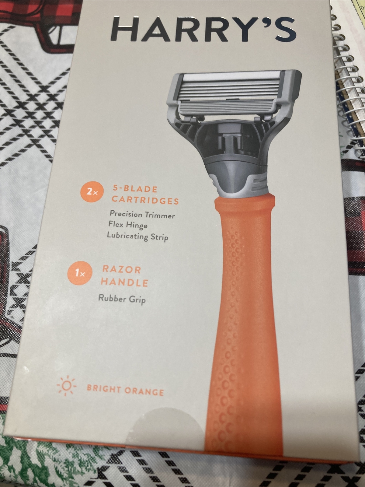 Harry's Razor Handle BRIGHT ORANGE + Two 5 Blade Cartridges New SEALED ...