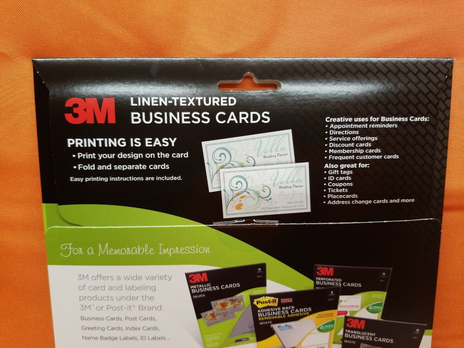 3M Linen White Business Card Stock 20 Sheets 200 Business Cards, D411-1 ...
