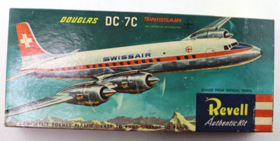 Vintage Revell 1957 H-267-98 1/122 Scale Douglas DC-7C Swissair Plane ...