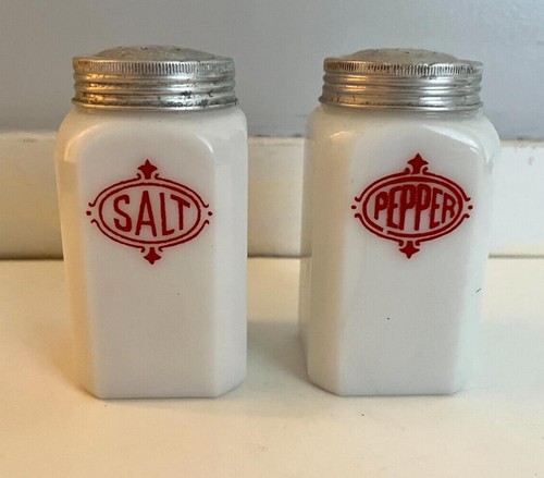 Vintage Hazel Atlas Milk Glass Salt & Pepper Range Shakers | eBay