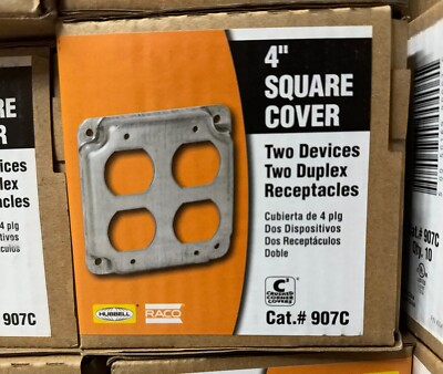 RACO Hubbell Electrical PROD 907C Square Cover, 4" Box of 10 Free ...