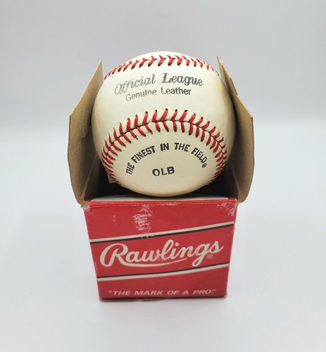 Vintage Rawlings Official Baseball OLB Open W/ Box Genuine Leather ...