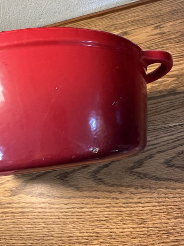 Crofton RED Enameled Cast Iron 4. 6QT Red Oval Stock Pot Double Handles ...