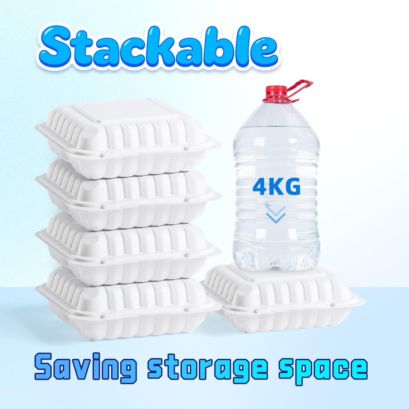 Food Containers 7.8" 30 oz 65 Pack - Shrink Wrap Mineral Filled BPA ...