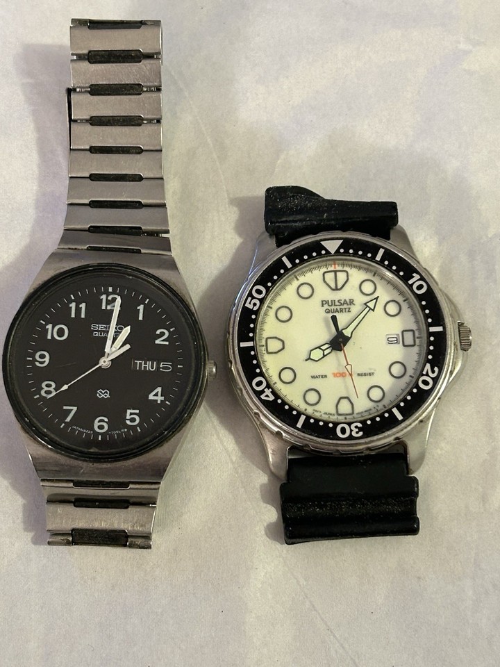 RARE Lot 2 Vintage Men's Dive Watch Pulsar Seiko Sold For Parts One ...