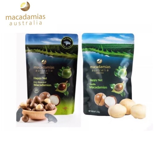 4 Pack Macadamia Happy Nut: Dry Roasted and Vanilla Flavor 225g Best ...