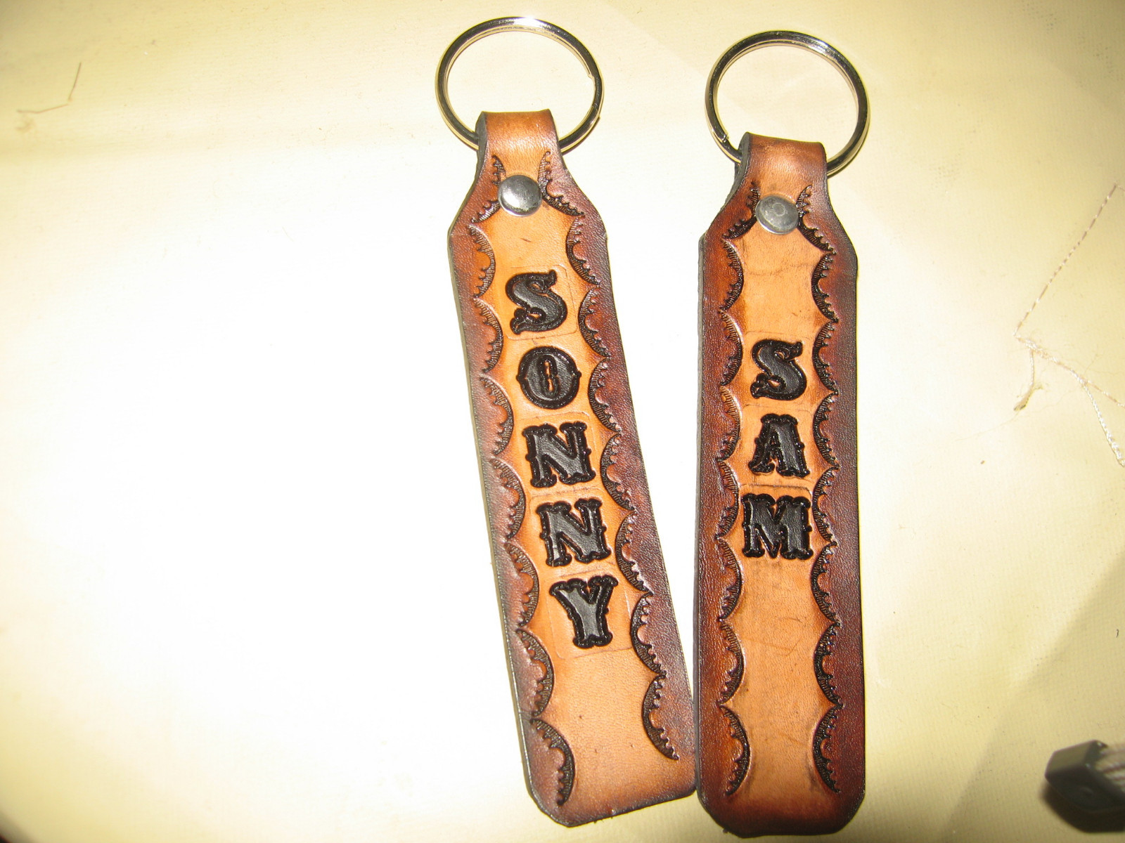 LEATHER KEYCHAIN WITH YOUR NAME OR INITIALS | eBay